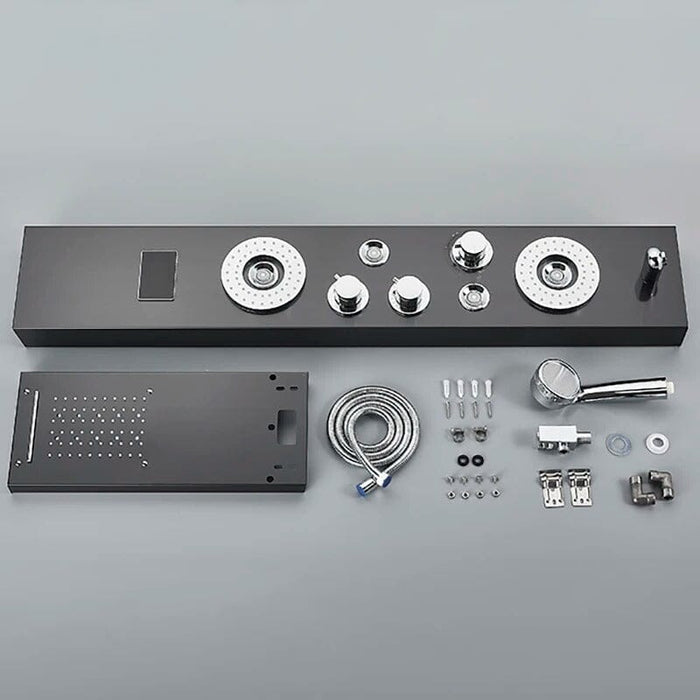 Ducha Vertical Com Hidro Cascata Led Visor Inox Spa Trust